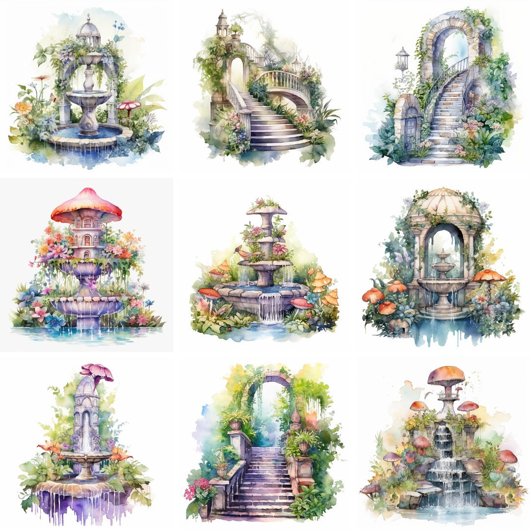 20 Watercolor Secret Garden Clipart Spring Clipar PNG - Etsy