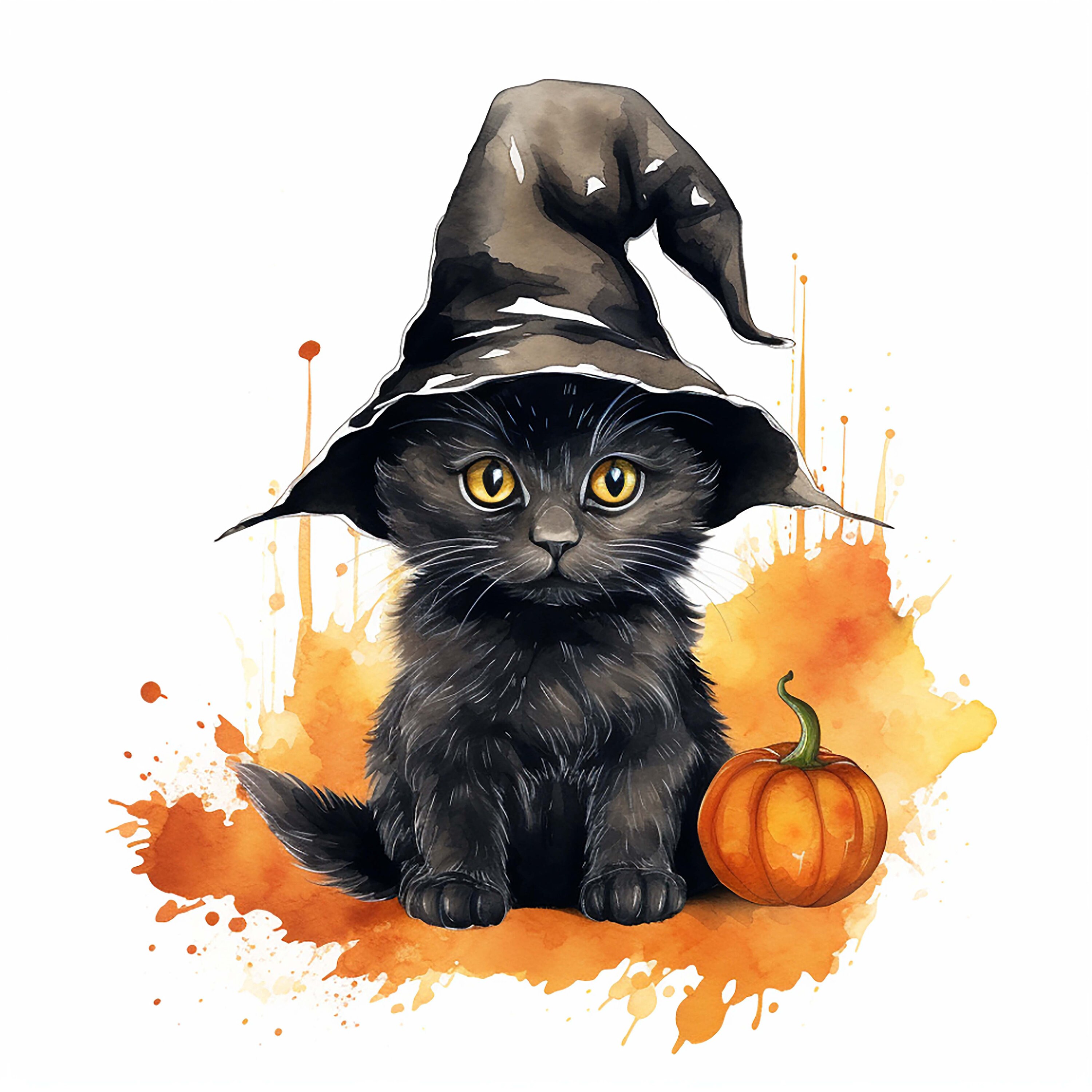 Halloween Black Cat Clipart High Quality Png Halloween - Etsy