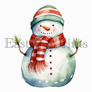 Watercolor Snowman Clipart, PNG, Xmas Holiday Clip Art, Snowman Png ...
