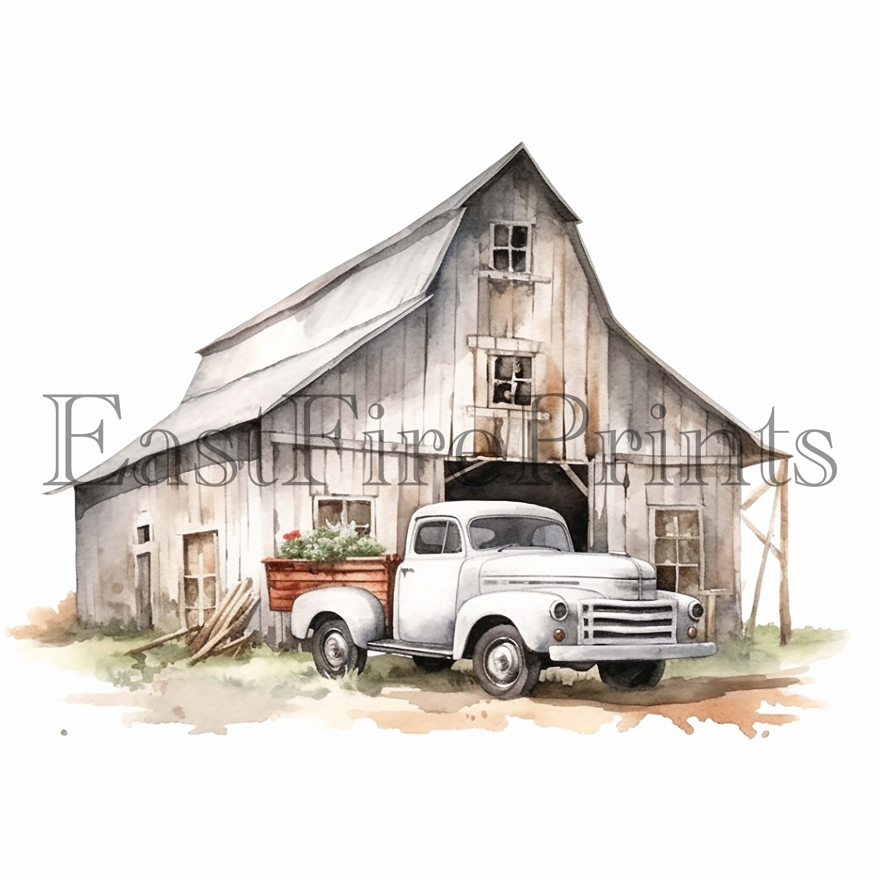20 PNG Watercolor Rustic Farm Barns Clipart Scrapbooking - Etsy