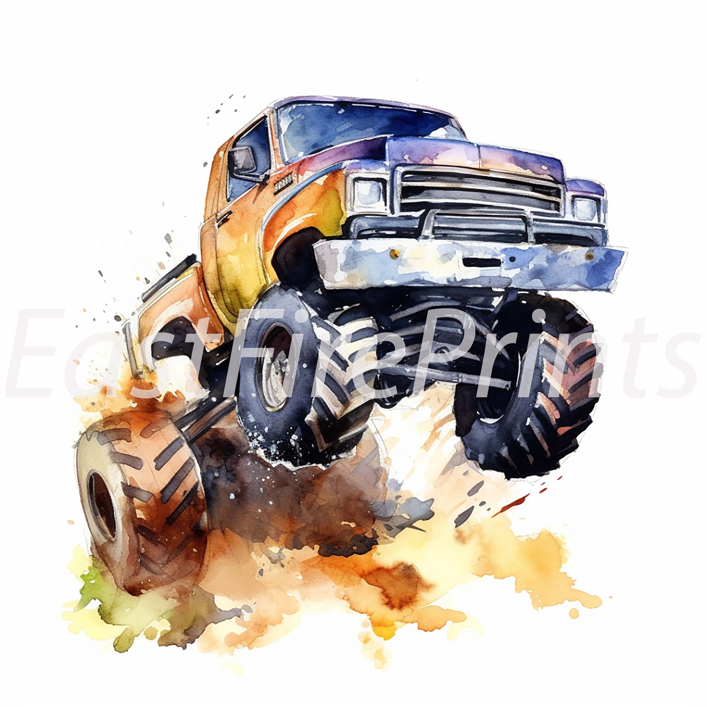 Set of 20 Watercolor Monster Truck Clipart Bundle Vehicle - Etsy