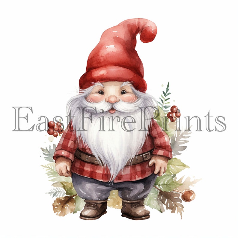 Watercolor Christmas Gnome Clipart High Quality Png Xmas - Etsy