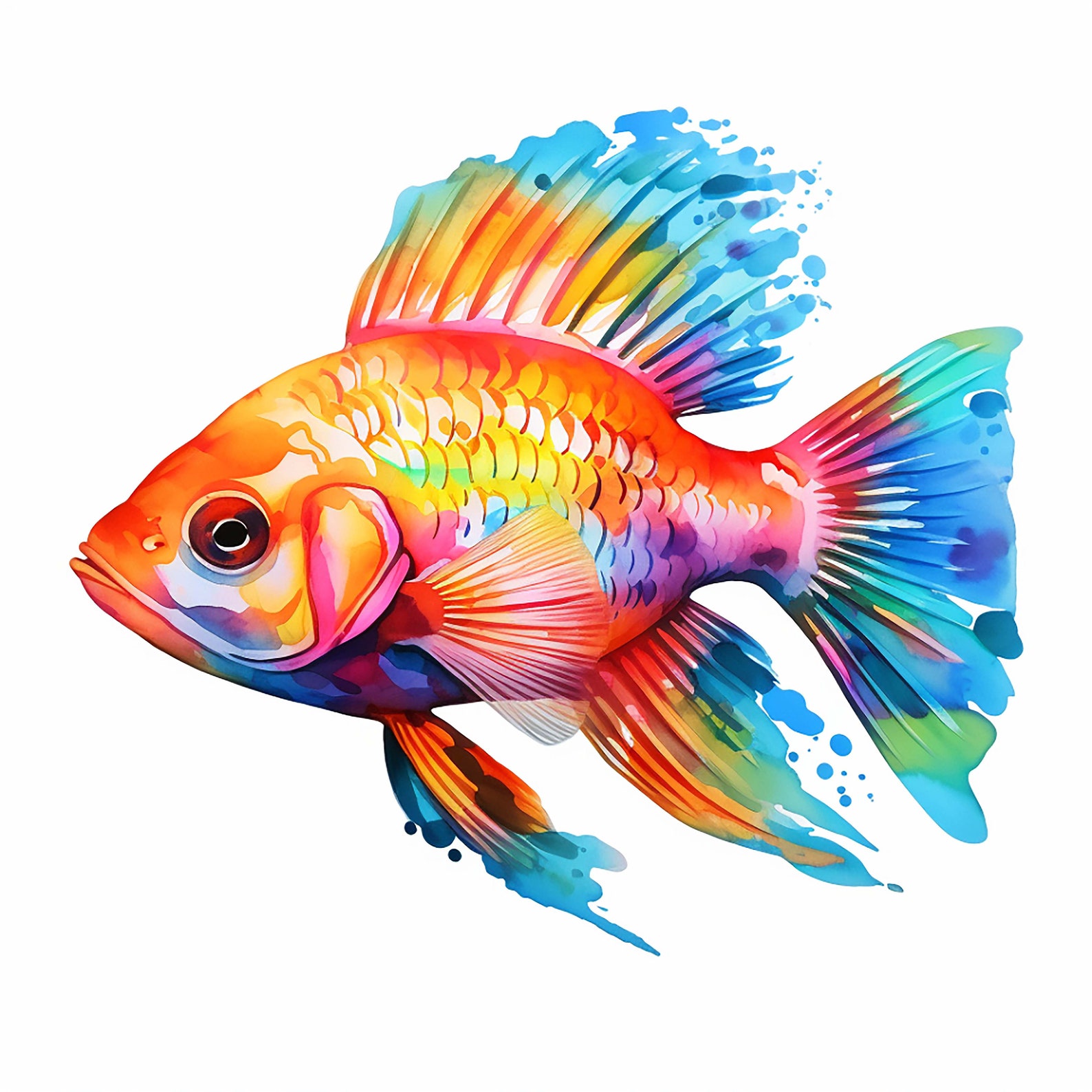 Pop Art Fish Clipart Fish Png Colorful Fish Clipart Pop Art - Etsy