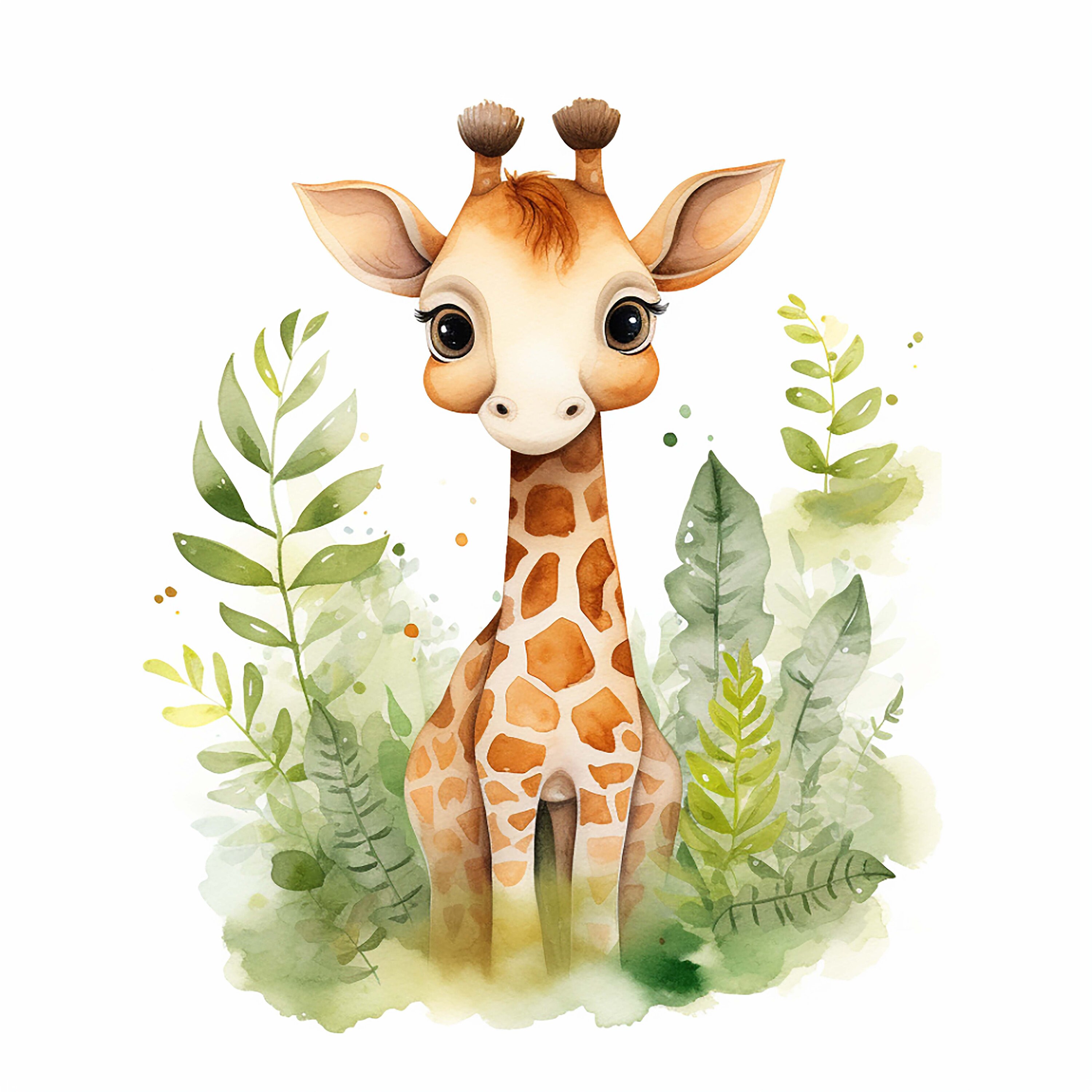Watercolor Cute Giraffe Clipart Baby Animal Clipart Safari - Etsy