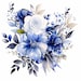 Royal Blue and Silver Floral Clipart, High Quality PNG, Spring Rustic ...