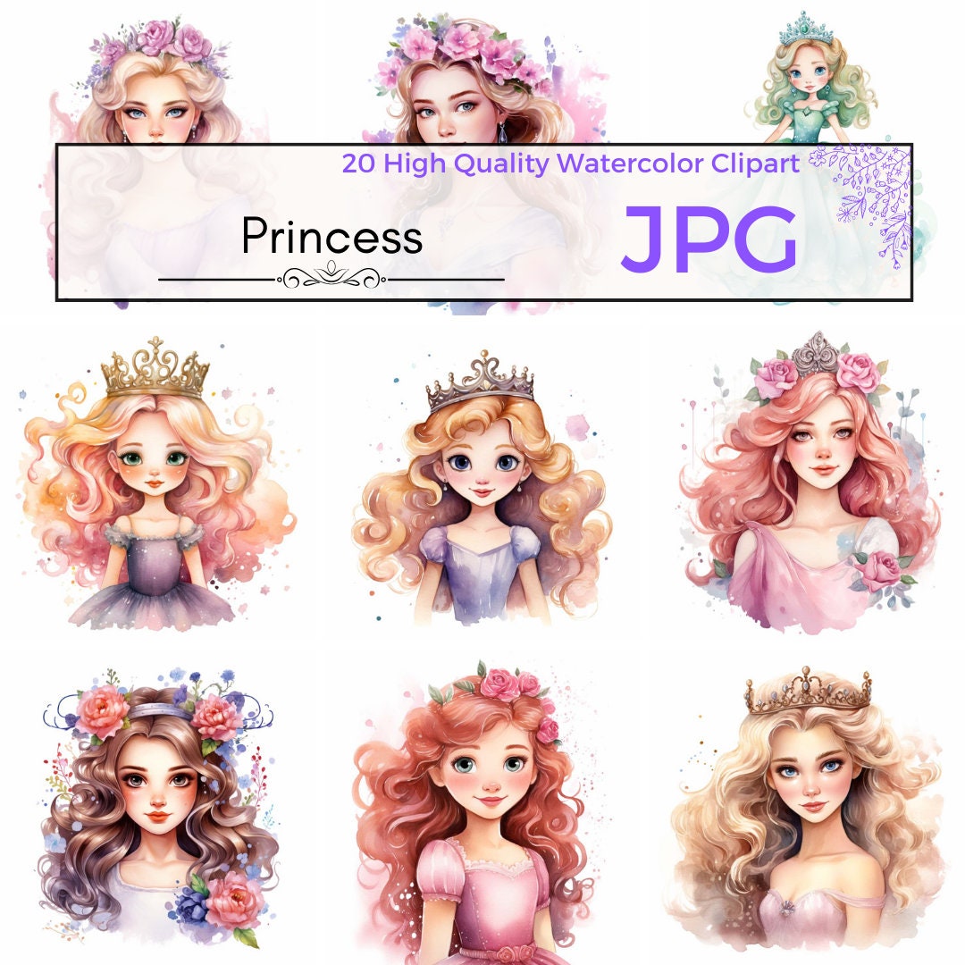 Watercolor Princess Clipart Fantasy Clipart Magical Graphics - Etsy