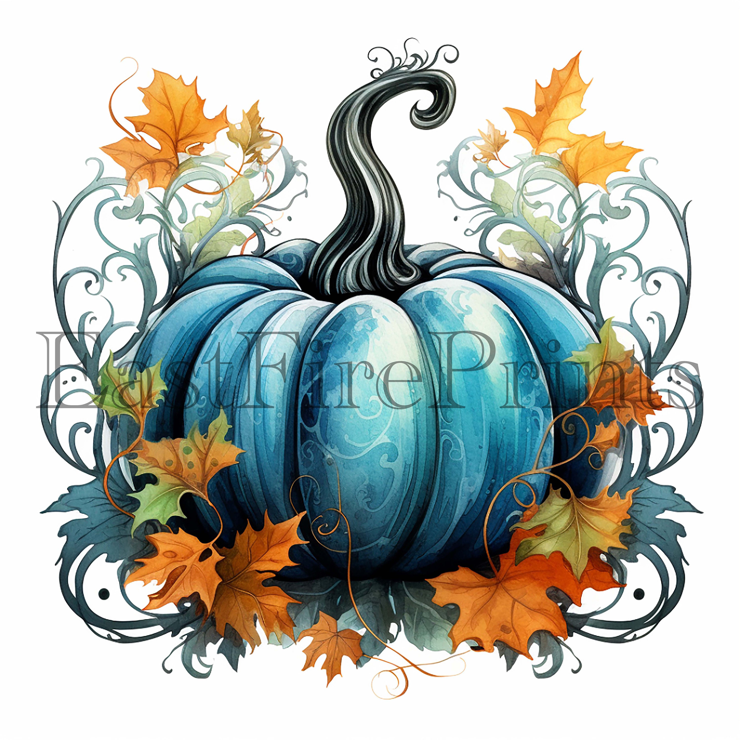Watercolor Blue Pumpkins Clipart PNG Halloween Clip Art - Etsy