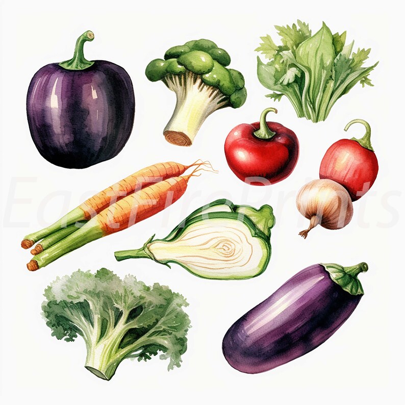 Watercolor Vegetable Clipart Set of 10 Download Digital - Etsy
