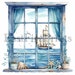 Watercolor Nautical Window Clipart PNG, Marine Clip Art, Window ...