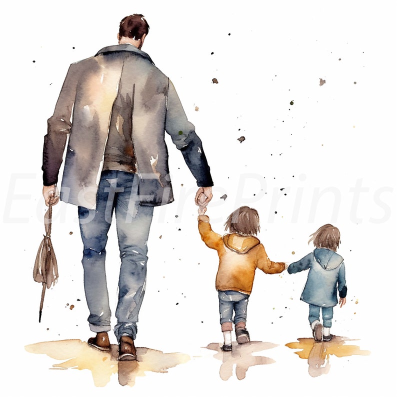 Watercolor Fathers Day Clipart Set of 10 Card Making High - Etsy