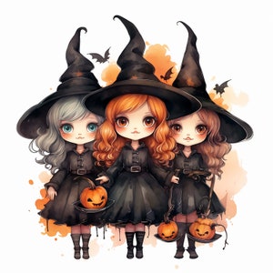 Three Witches Clipart, High Quality PNG, Halloween Decor, Witchcraft ...