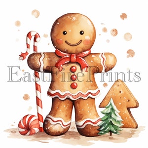Watercolor Gingerbread Clipart PNG Files, Christmas Clip Art, Winter ...