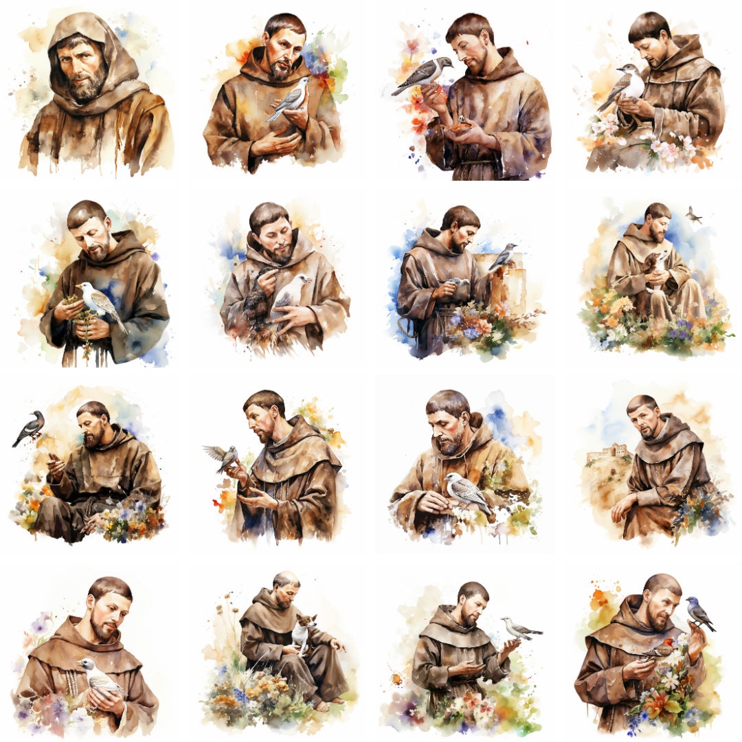 Watercolor Saint Francis of Assisi Clipart High Quality Png - Etsy