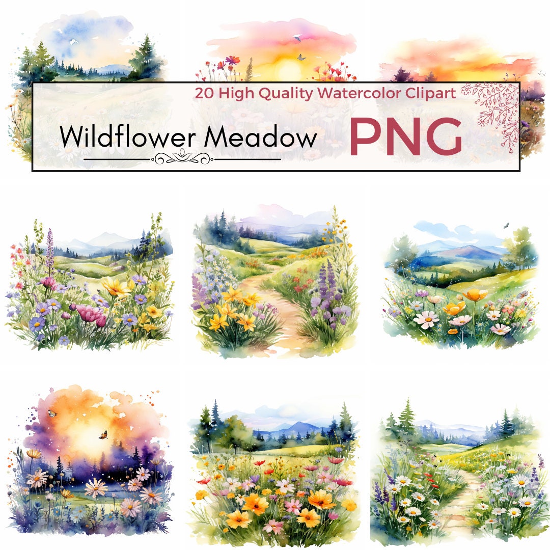 Wildflower Meadow Clipart, High Quality PNG, Wildflower Clipart, Spring ...