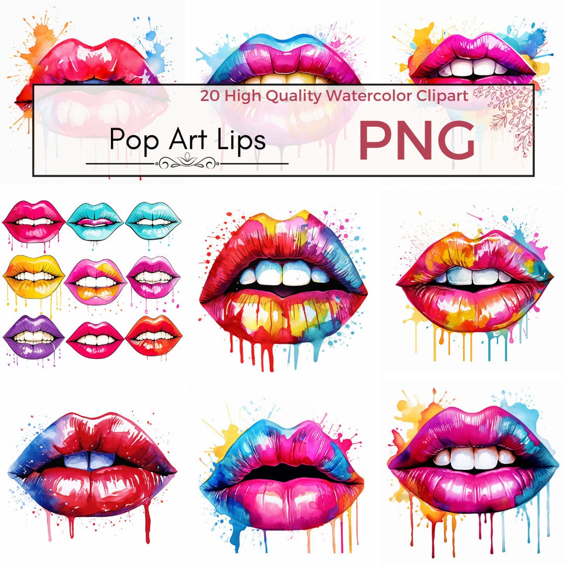 Pop Art Lips Clipart Pop Art Clipart Pop Art Png Prints - Etsy