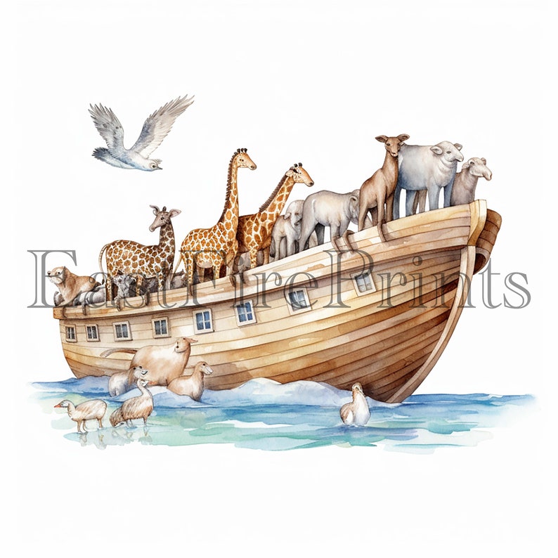 Watercolor Noah's Ark Clipart High Quality Png Christian - Etsy