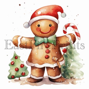 Watercolor Gingerbread Clipart PNG Files, Christmas Clip Art, Winter ...