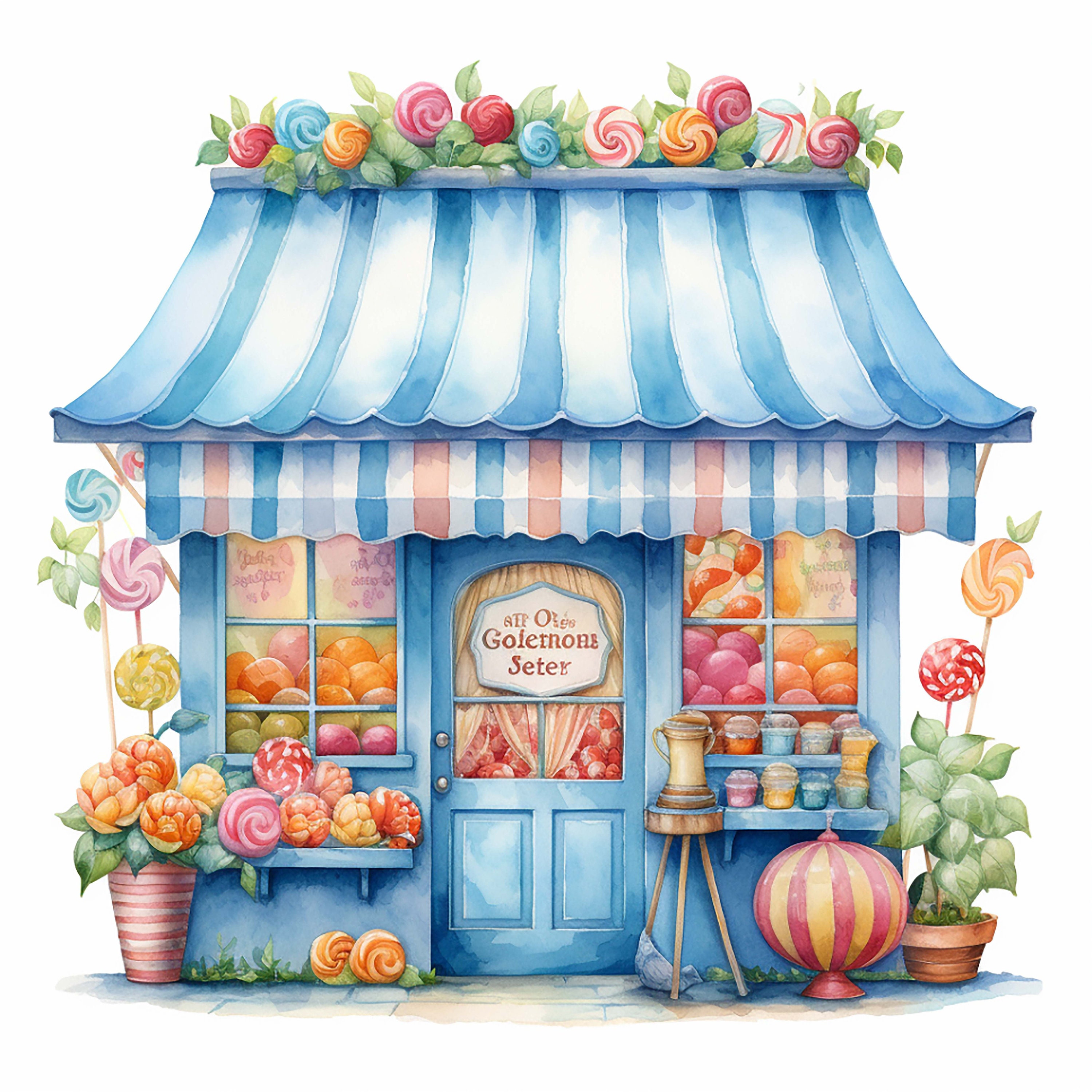 Watercolor Candy Shop Clipart Dessert Clipart Sweets Clipart - Etsy