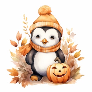 Fall Penguin Clipart, High Quality Png, Kids Clipart, Nursery ...