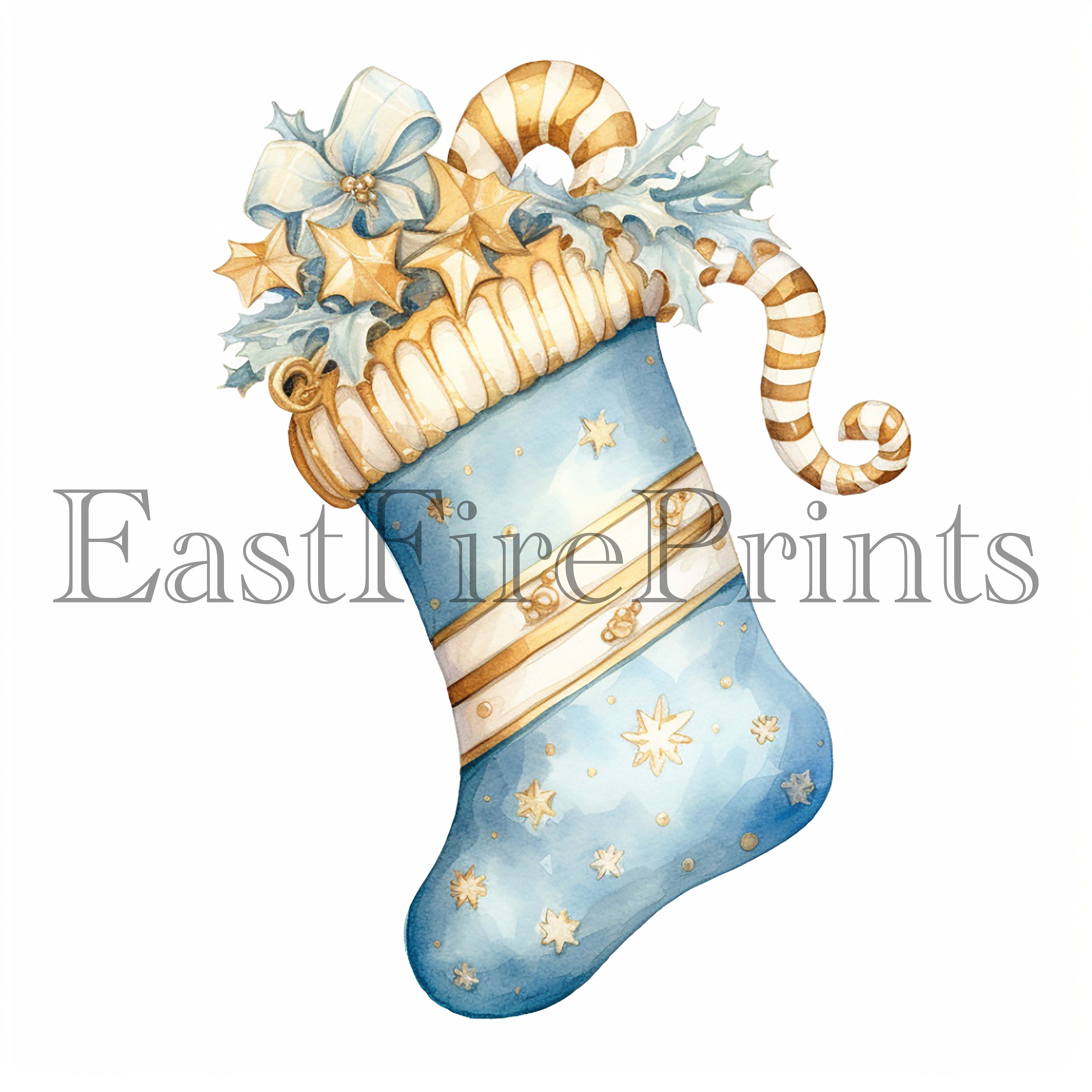 Watercolor Christmas Stocking Clipart PNG Xmas Decoration - Etsy