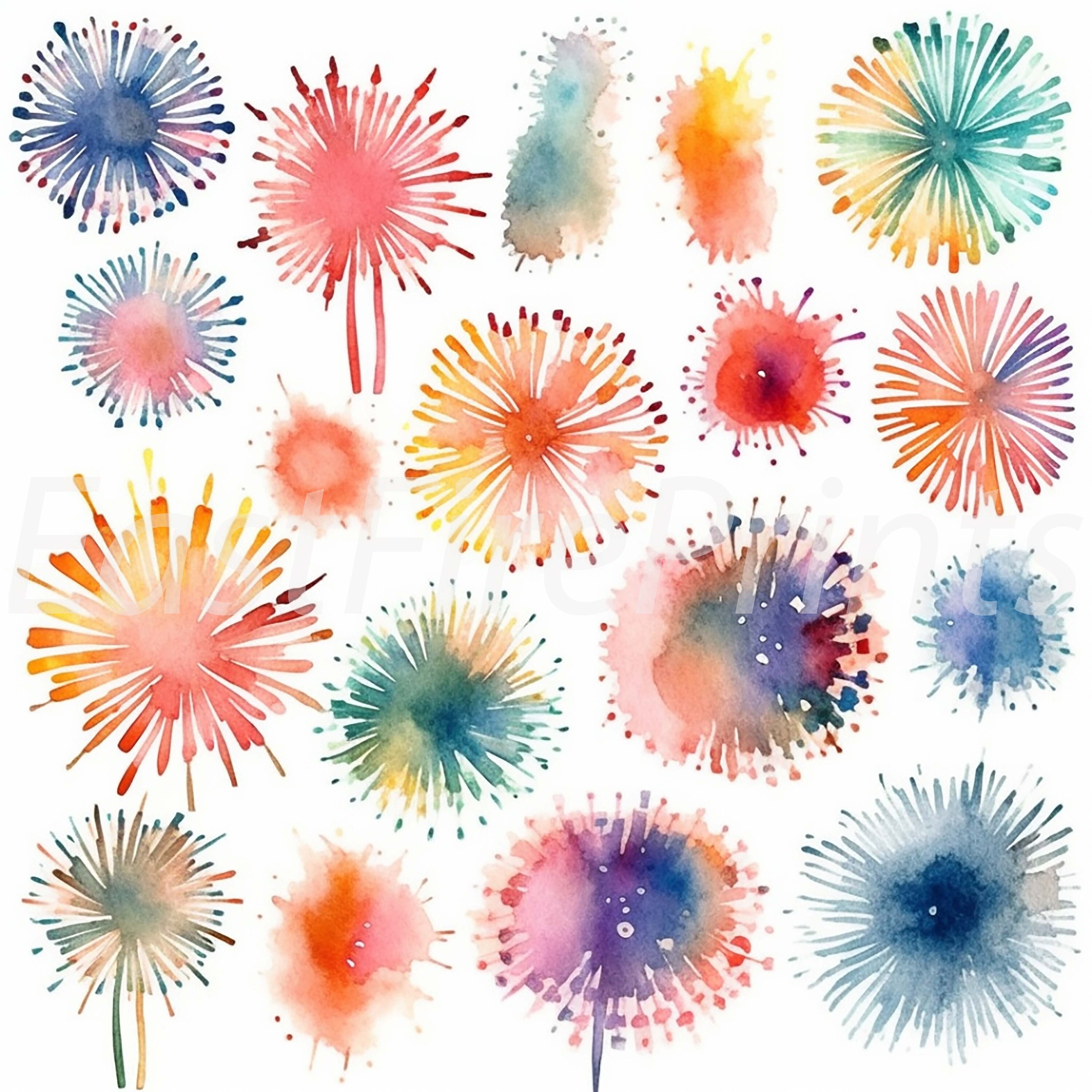 Watercolor Firework Clipart Set of 10 Patriotic Fireworks - Etsy