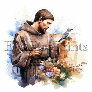 20 Saint Francis of Assisi Clipart, Watercolor Clipart, Saint Art ...