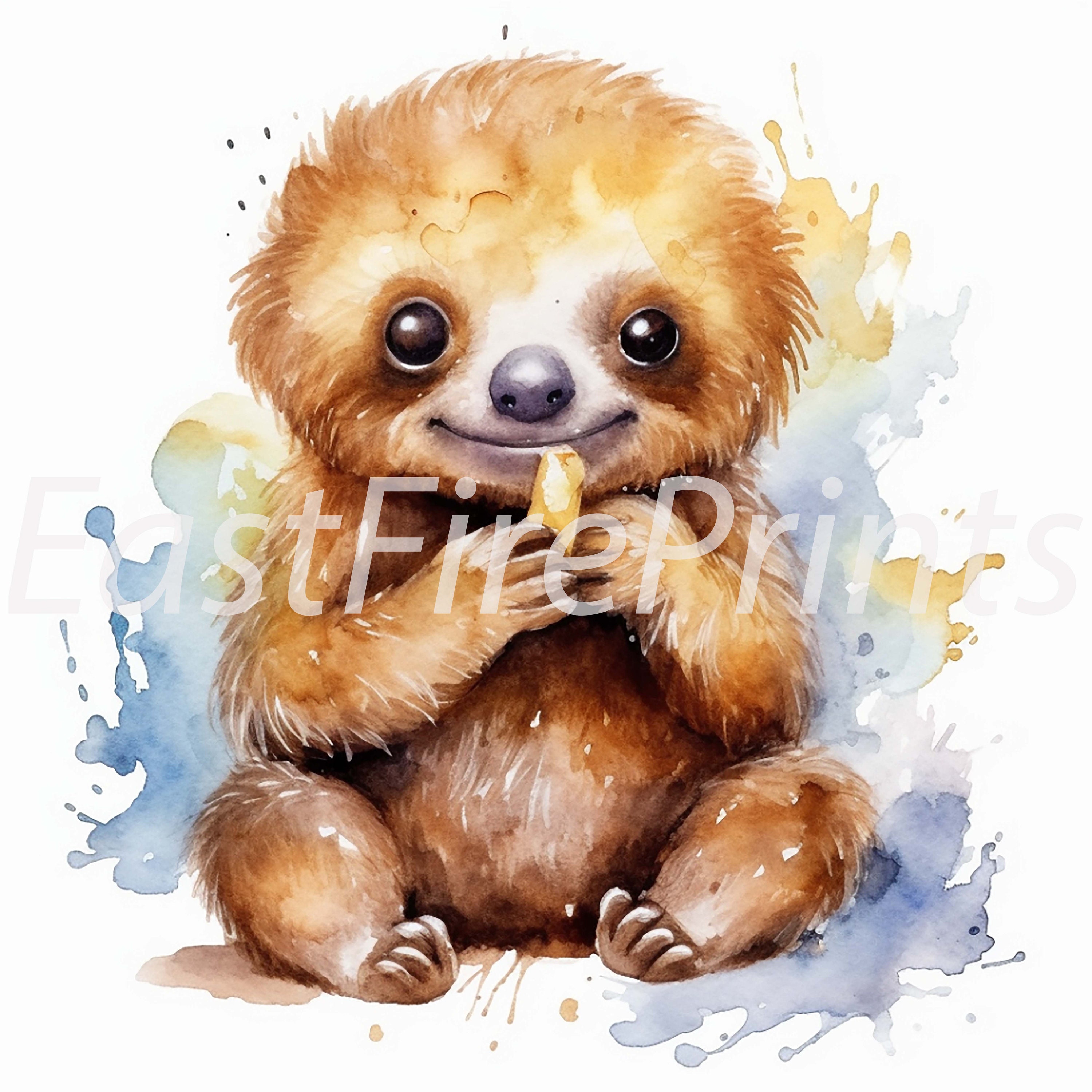 20 Watercolor Baby Sloth Clipart Set Cute Sloth Clipart - Etsy
