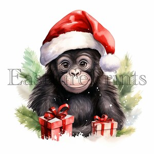 Watercolor Baby Safari Animals Christmas Clipart, Cute Adorable Xmas ...