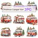 Watercolor Christmas Camper Van Clipart, High Quality JPG, Camper Clip ...