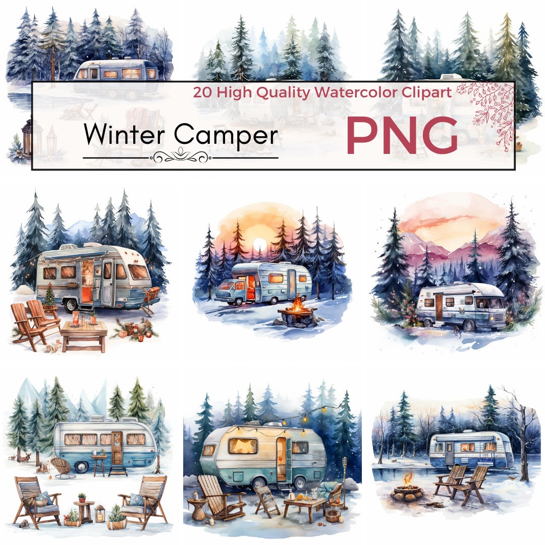 Winter Camper Clipart, Winter Printables, Winter Clipart, Christmas Png ...