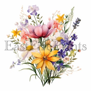 20 Wildflowers Floral Clipart, Botanical Clip Art, Wild Flowers Floral ...