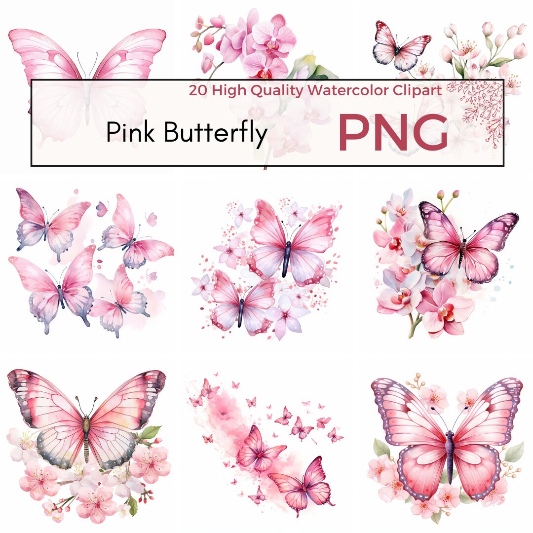 Pink Butterfly Clipart, High Quality PNG, Cute Spring Clipart, Pink ...
