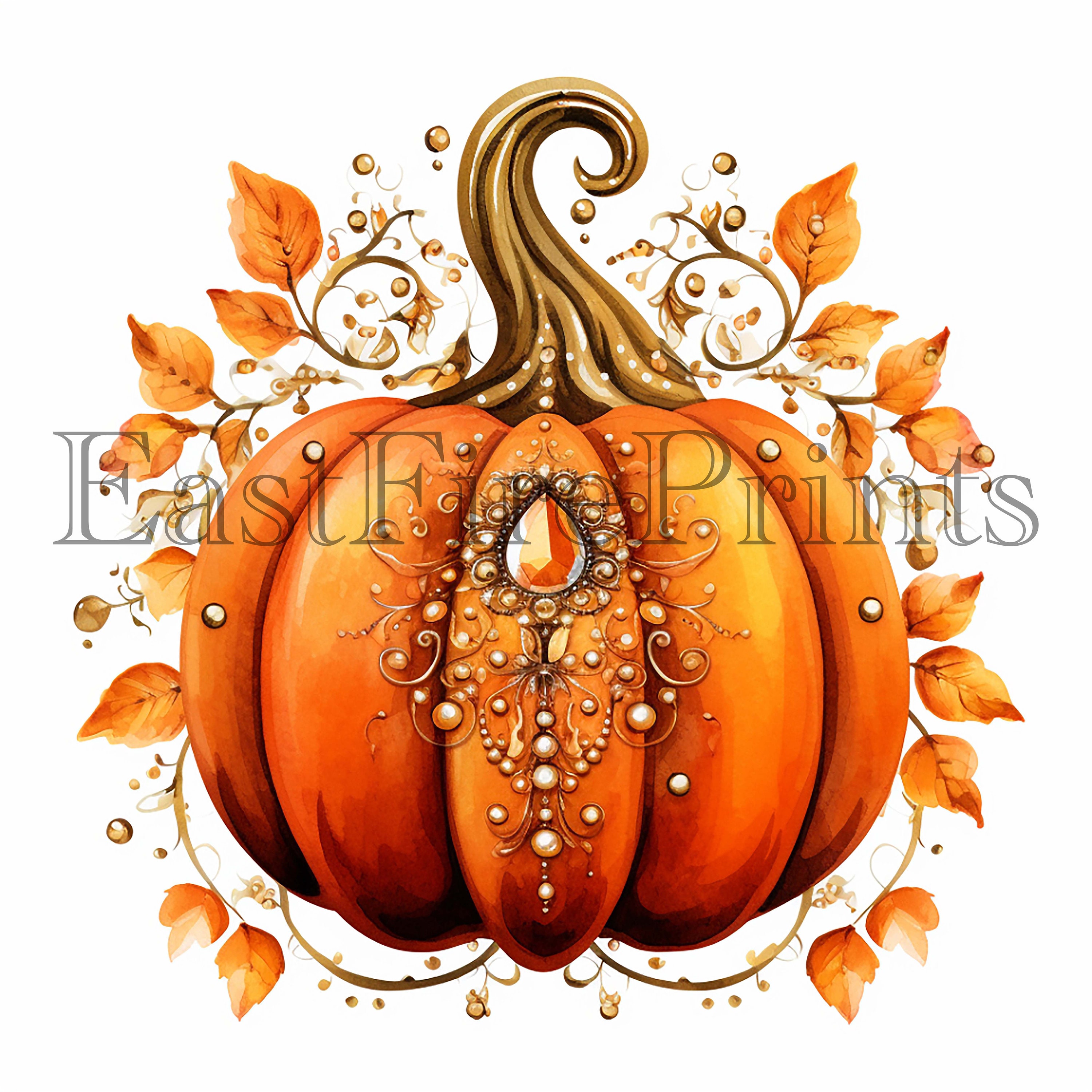 Gem Orange Pumpkin Clipart Watercolor Clipart Halloween - Etsy
