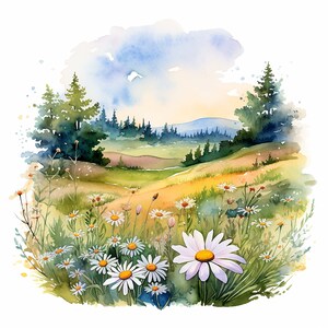 Wildflower Meadow Clipart, High Quality PNG, Wildflower Clipart, Spring ...