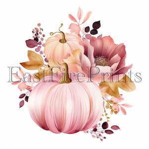 Watercolor Pink Pumpkin Clipart, High Quality Png, Fall, Autumn Clip ...