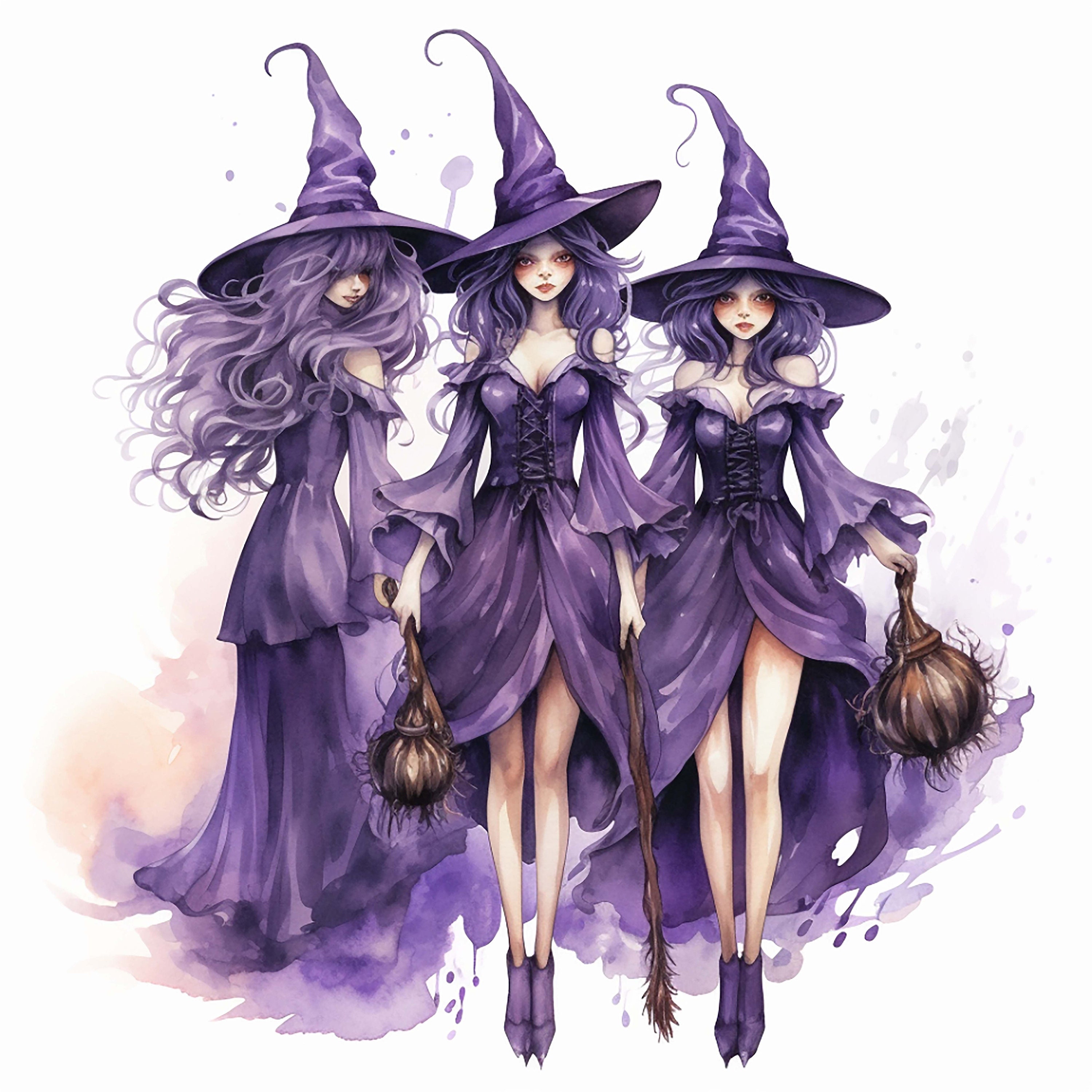 Three Witches Clipart High Quality PNG Halloween Decor - Etsy