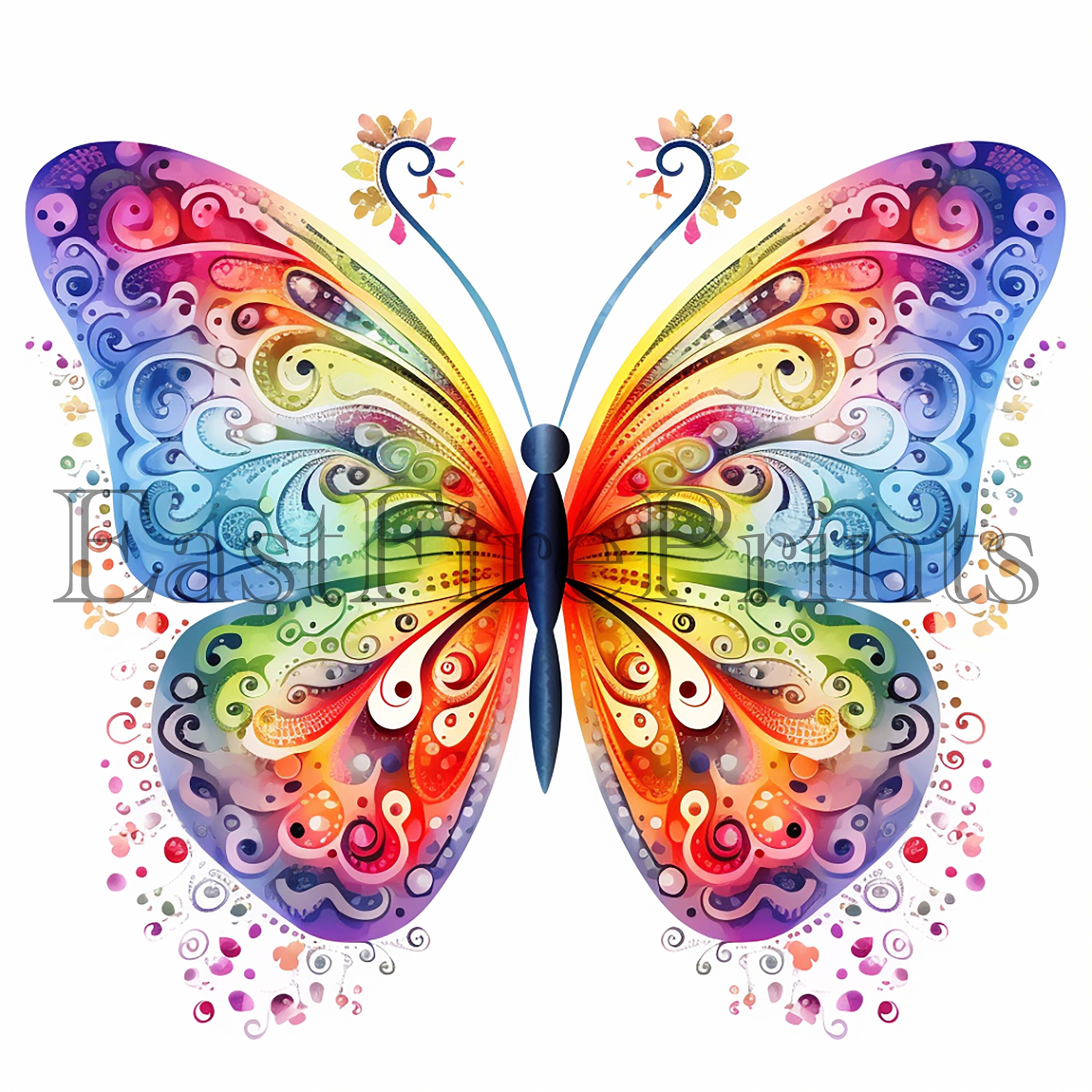 20 Retro Butterfly Watercolor Clipart Hippie Png Retro Clip - Etsy