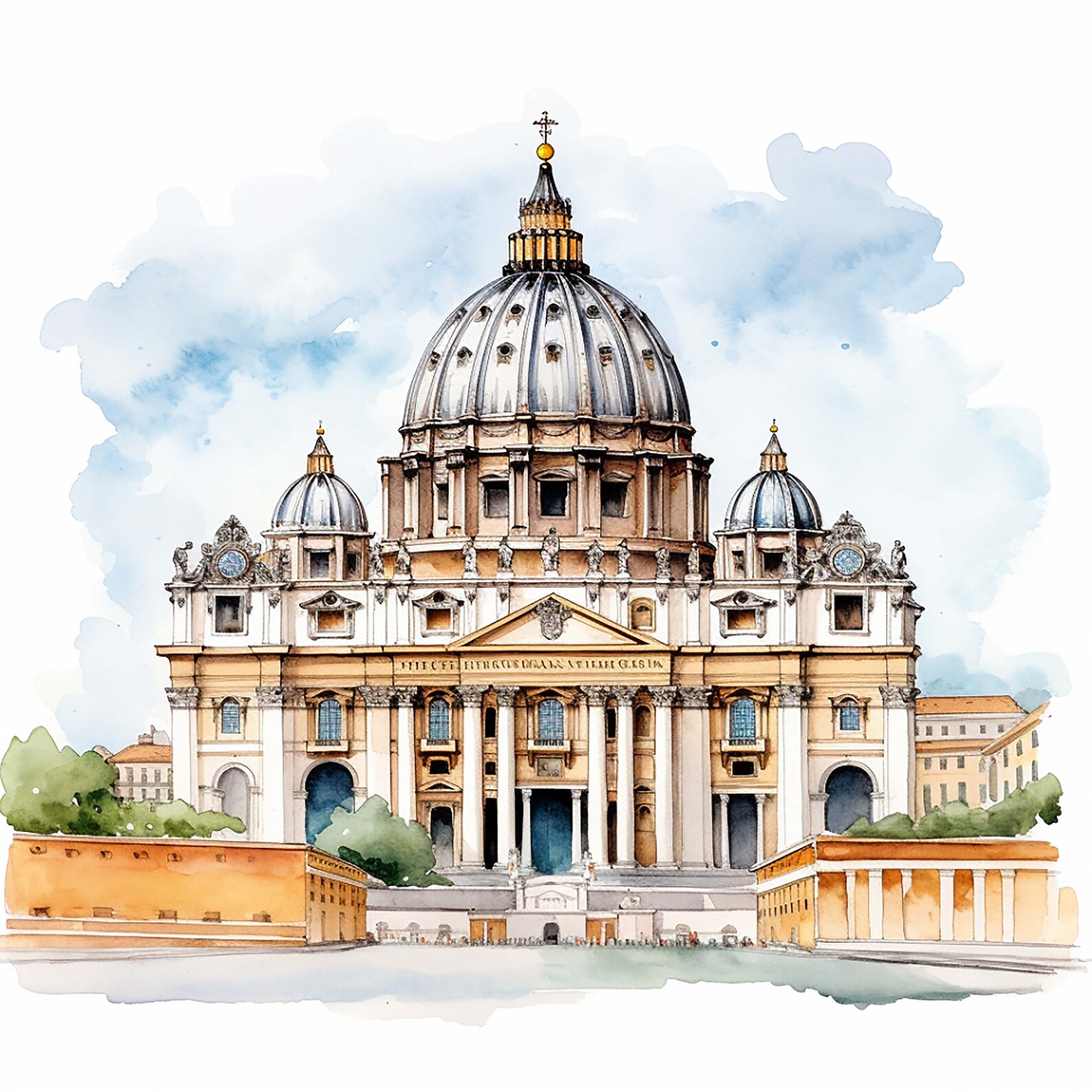Watercolor Vatican Clipart Religious Clipart Catholic - Etsy