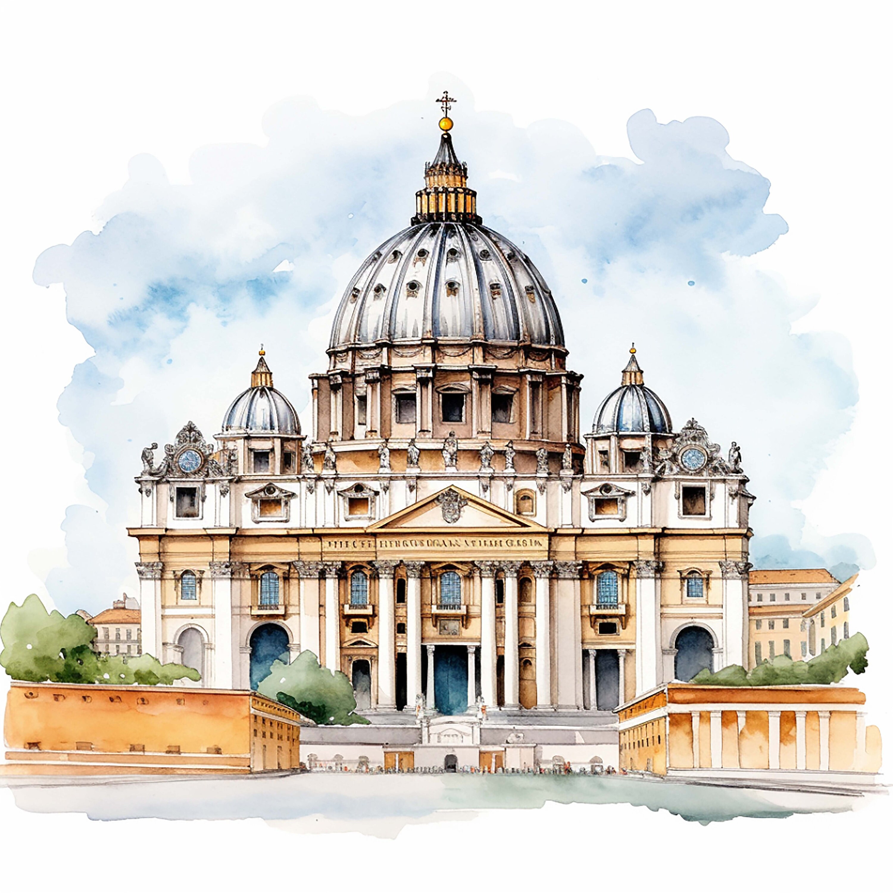 Watercolor Vatican Clipart Religious Clipart Catholic - Etsy