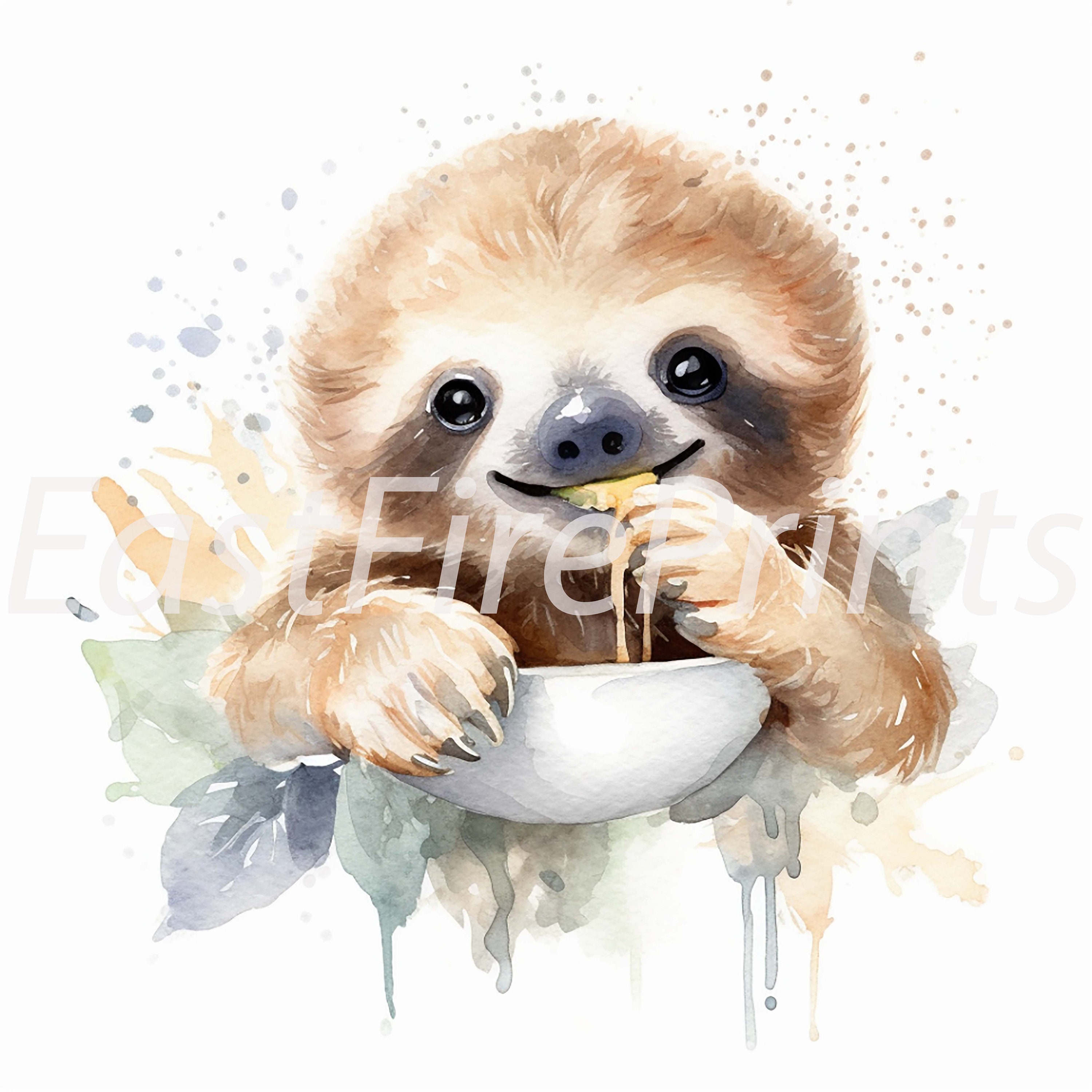 20 Watercolor Baby Sloth Clipart Set Cute Sloth Clipart - Etsy