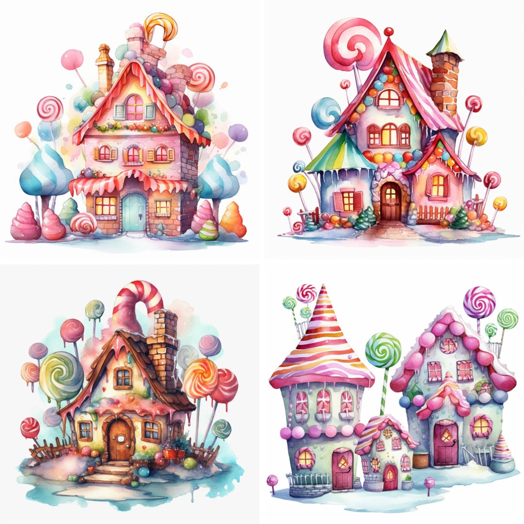 20 Watercolor Candy House Clipart PNG Fairy Tale Sweets - Etsy Canada