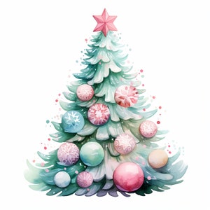Pastel Christmas Tree Clipart, High Quality PNG Cute Christmas ...