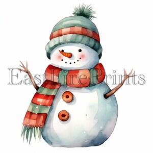 Watercolor Snowman Clipart, PNG, Xmas Holiday Clip Art, Snowman Png ...