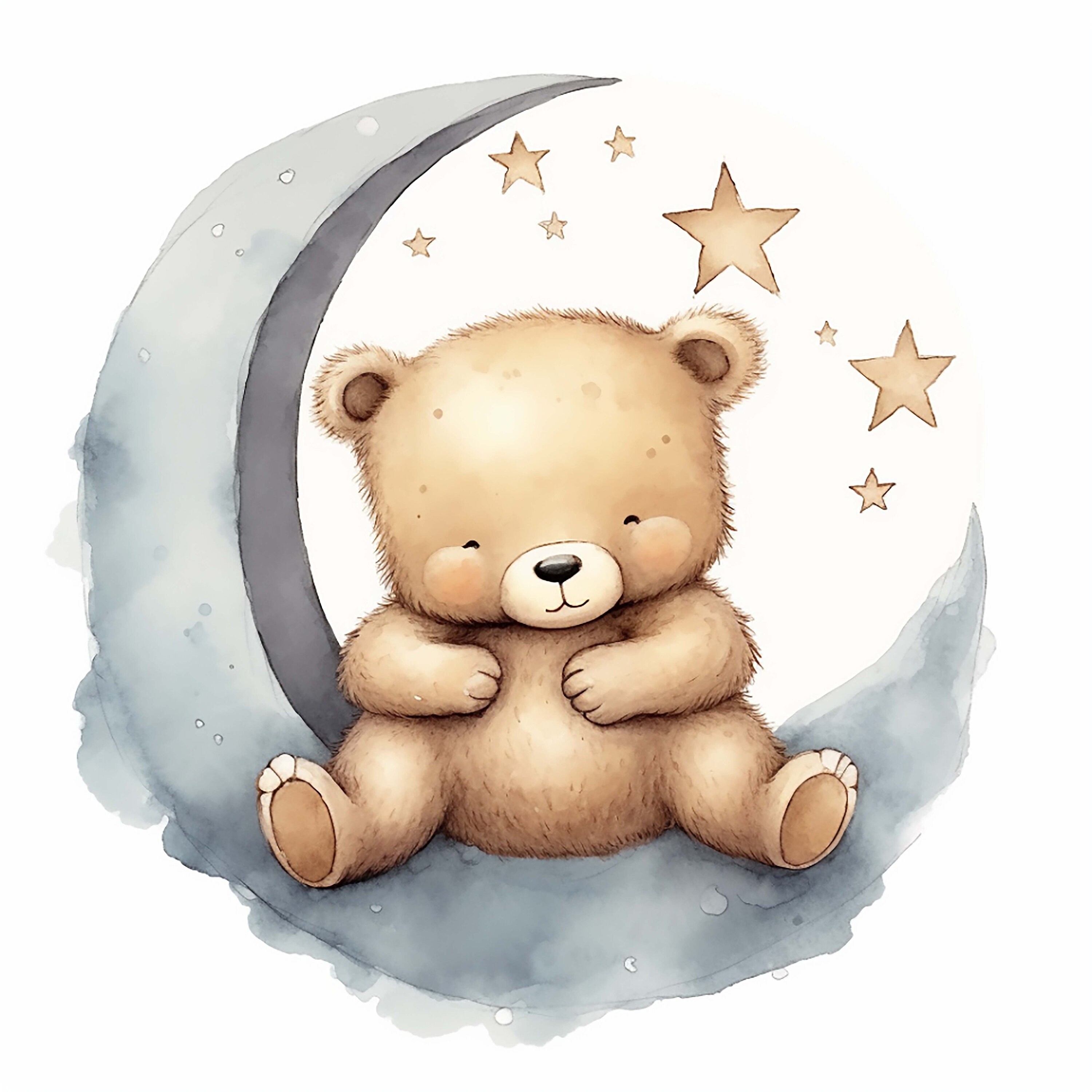 Teddy Bear on Moon Clipart High Quality PNG Moon and Stars - Etsy