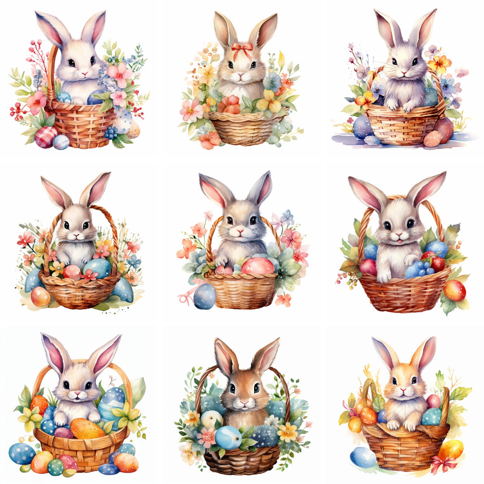 Easter Bunny Basket Clipart High Quality PNG Easter Clipart - Etsy