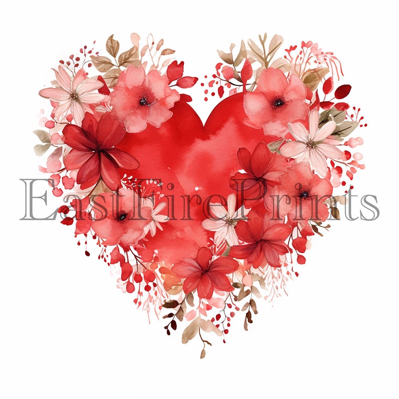 Watercolor Valentines Day Heart Clipart High Quality Png - Etsy