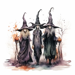 Three Witches Clipart, High Quality PNG, Halloween Decor, Witchcraft PNG, Witch PNG Sublimation ...