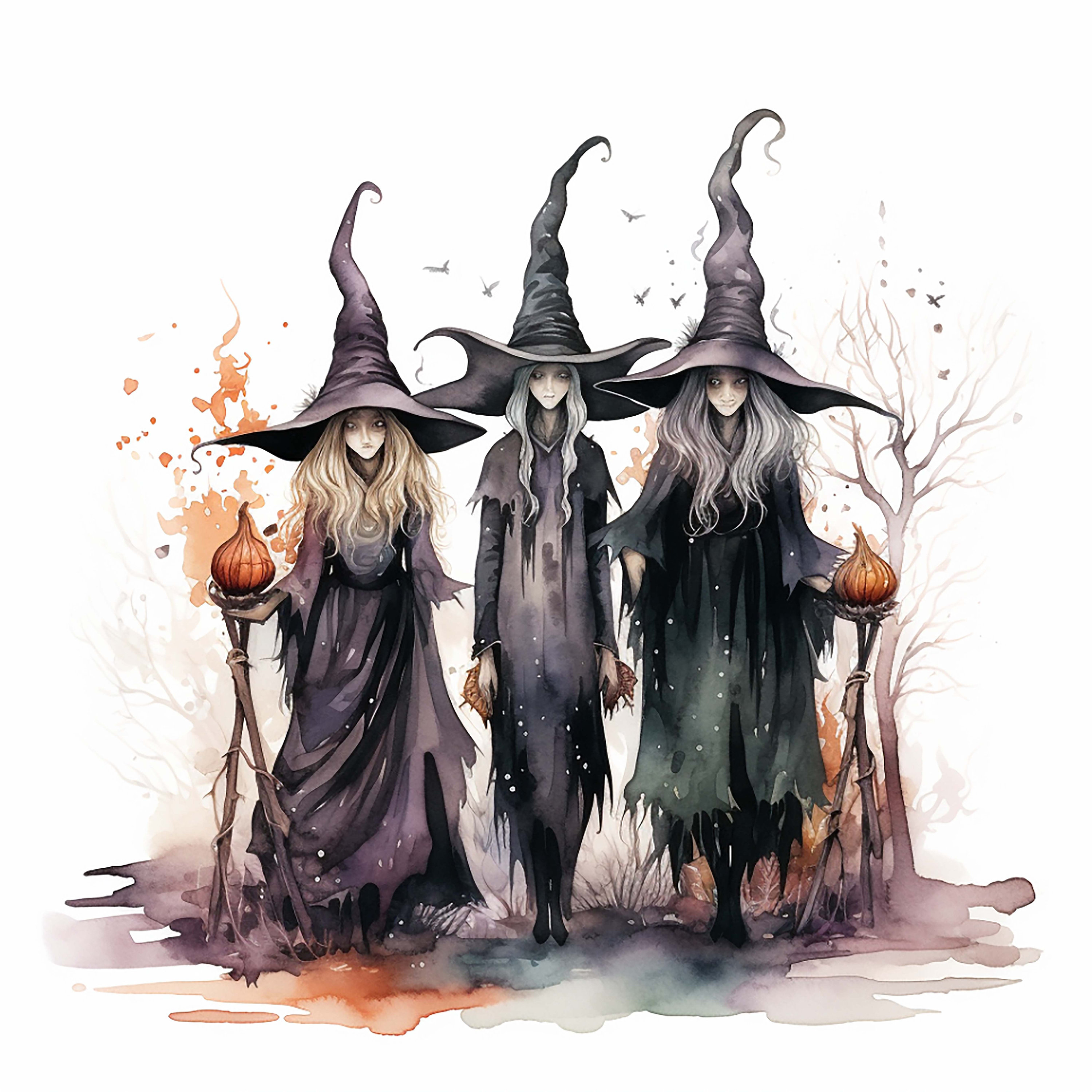 Three Witches Clipart High Quality PNG Halloween Decor - Etsy