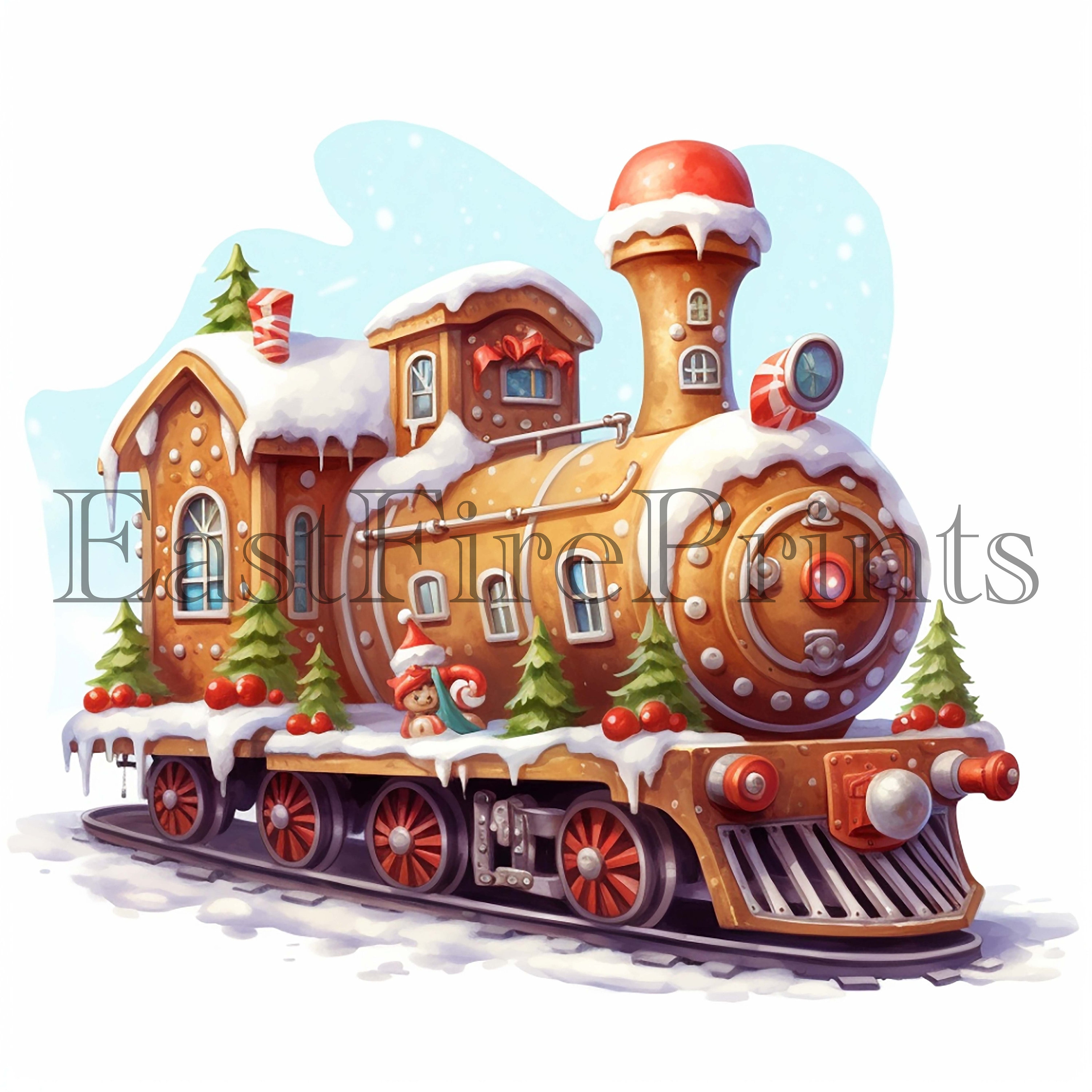 20 Christmas Train Watercolor Clipart High Quality Png - Etsy