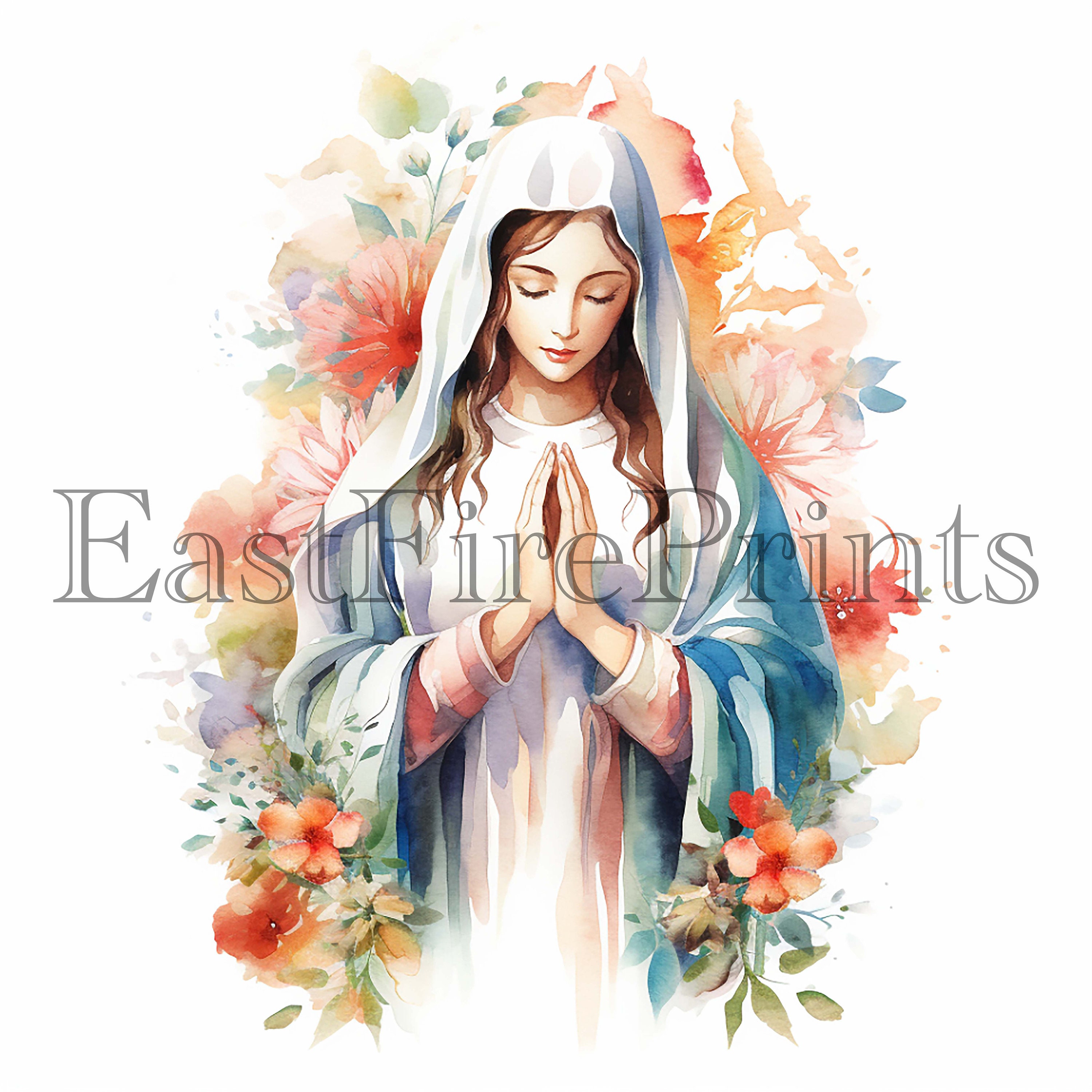 Acuarela Virgen María Orando Clipart PNG archivos Nuestra - Etsy México